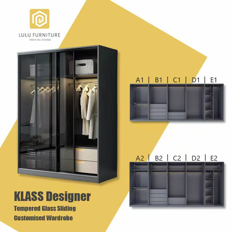 KLASS Designer Tempered Glass Sliding Wardrobe - Customised with Modul ...