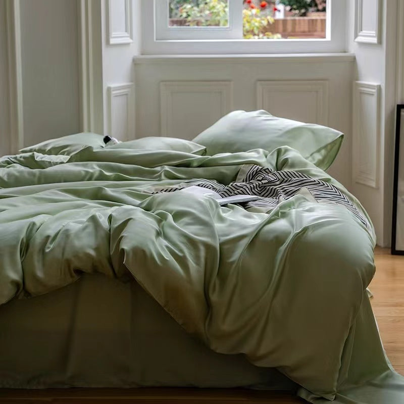 Lelfried 100 Thread Count Austria Tencel Summer Bed Set (4 in 1) - Gre ...