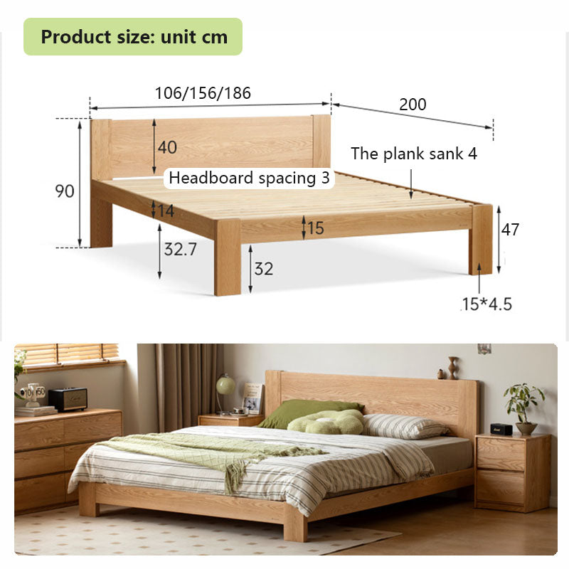 100% Solid OAK Wooden Simple Bed Frame in Two colours – LULU FURNITURE