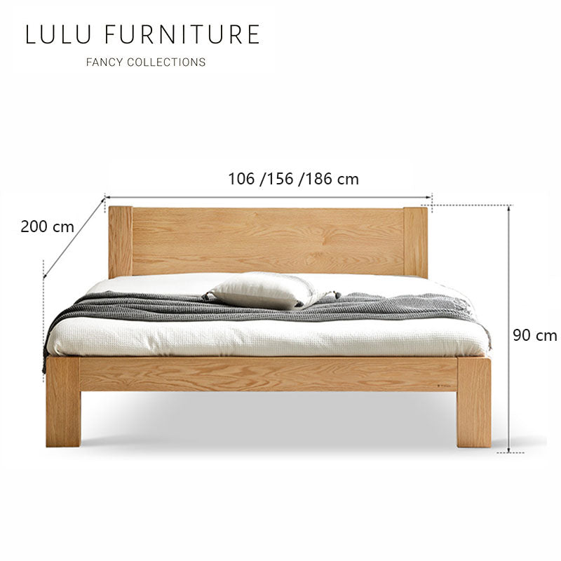 100% Solid OAK Wooden Simple Bed Frame in Two colours – LULU FURNITURE