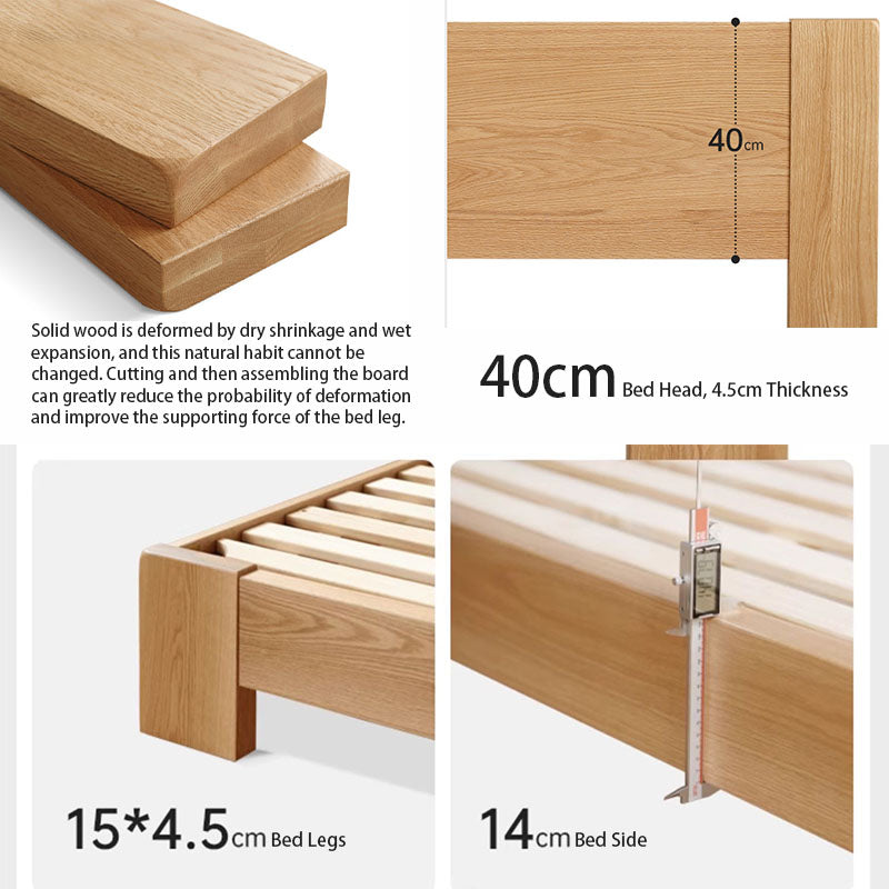 100% Solid OAK Wooden Simple Bed Frame in Two colours – Lulu Furniture